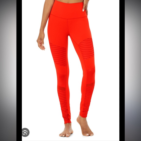 ALO Yoga | Pants & Jumpsuits | Alo Yoga Red High Rise Moto Leggings | Poshmark